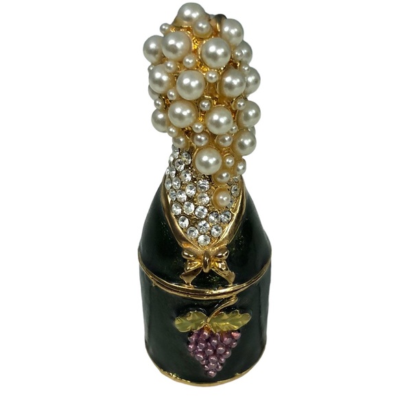 Jewelry | Vintage Pearls Crystal Embelished Champagne 3 Trinket Box ...